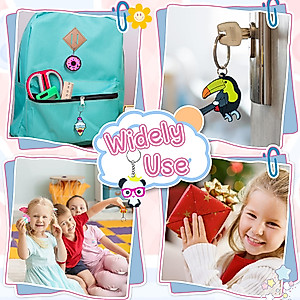 75PCS Cartoon Keychains Bulk for kids Adorable Backpacks Keychains Donut, Ball, Desserts, Axolotl, Sloth, Rainbow Bulk Key Chains for School Day Classroom Prizes Birthday Party Favors