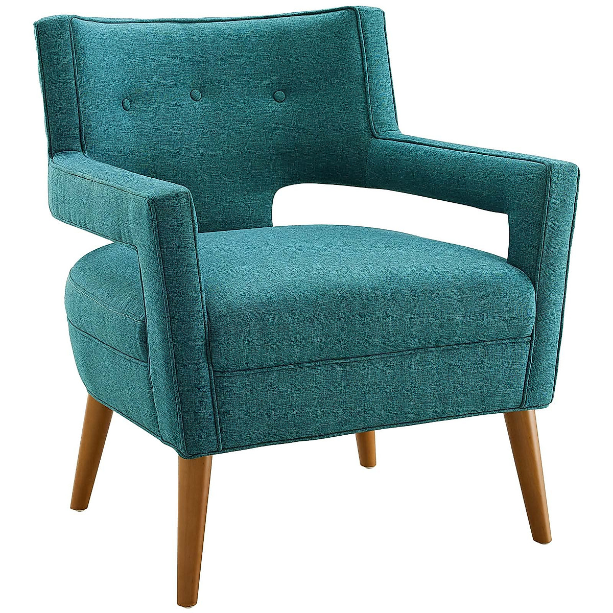 Modway Sheer Upholstered Fabric Mid-Century Modern Accent Lounge Arm Chair in Teal