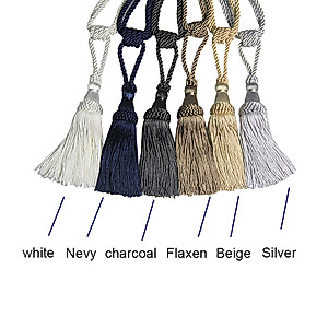 Fenghuangwu 2PCS Curtain Tassel Tiebacks, Handmade Tassels Curtain Tie-Backs Rope Holdbacks for Home Office Decor-Beige