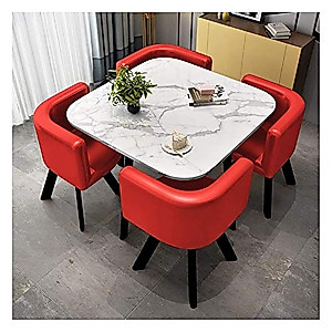 BROHN Conference Reception Room Coffee Table with Chair, Reception Table and Chair Combination Negotiation Table Sales Office Shops Meetings Small Round Tables Office Conference Tables (Color : Red)