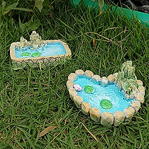 Trasfit 4 Pieces Fairy Garden Miniature Pond Ornaments Accessories for Miniature Garden Accessories, Home Micro Landscape Decoration