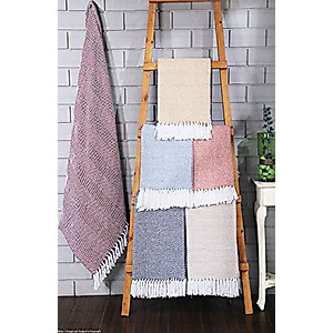 Cozy Home Collection Luxurious Hand Woven Cozy Warm 100% Cotton All Season Light Weight Couch Chair Bed Decorative Throw Blankets Chevron 50x60 Inch Set of 2 (Burgundy)