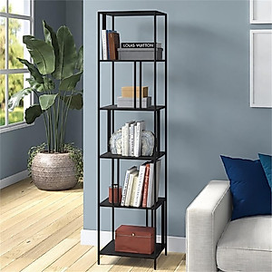 Henn&Hart 18" Wide Rectangular Bookcase in Blackened Bronze, for Home Office, Living Room