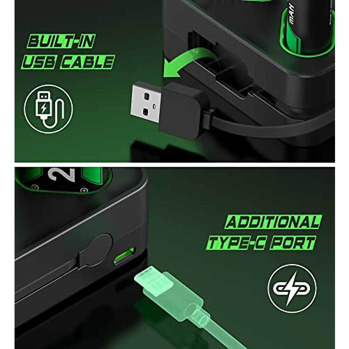 Charger for Rechargeable Xbox One Controller Battery Pack with 4x2550mAh Batteries for Xbox Series X|S/Xbox One, Battery Charger Station for Wireless Xbox One S/Xbox One X/Xbox One Elite Controllers