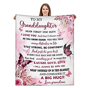 RIEDIOVS Granddaughter Gifts Blankets-to My Granddaughter Blanket-Granddaughter Gifts from Grandma-Birthday for Granddaughter 60" x 50" Throw Blanket -1