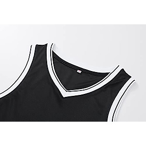 SHAJUNQI Basketball Jersey Men's Mesh Athletic Sports Shirts Training Practice - Blank Team Uniforms for Sports Scrimmage UO-Black White XL