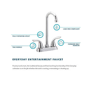 Elkay Everyday LK2477CR Deck Mount Bar Faucet with Lever Handles, Chrome