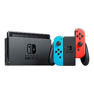 Nintendo Switch Bundle (6 items): 32GB Console Neon Red Blue Joy-con, Game Disc Super Mario Odyssey, Extra Pair of Joy-con Red and Blue,128GB Micro SD Card, Type C Cable, HDMI Cable