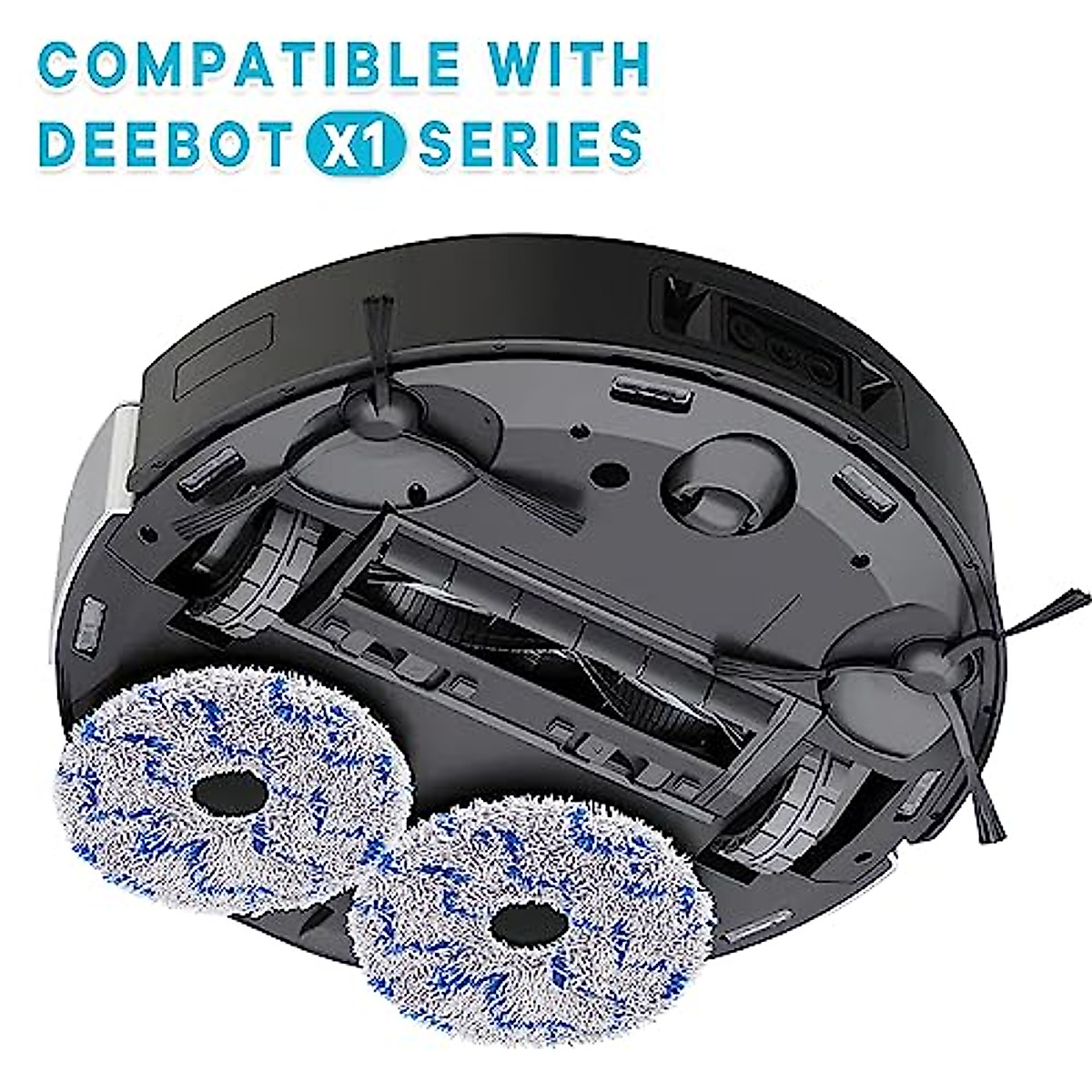 Jollsung 4 Pack Washable Mopping Pads for ECOVACS DEEBOT X1 Omni/ X1 Turbo / T10 Omni Vacuum Mop Replacement Pads Microfiber Mop Cloths