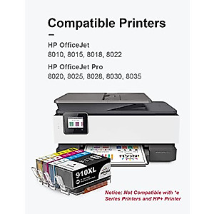INK4U Compatible 910 Ink Cartridges Replacement for HP 910XL Ink Cartridges Combo Pack to Work with HP OfficeJet Pro 8025 8035 8020 8030 8028 OfficeJet 8022 8018 8015 8010 Printer (1B1C1M1Y, 4-Pack)