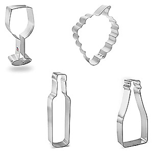 Foose Cookie Cutters Wine Tasting Cookie Cutter 4 Pc Set, 4-5 in, Grapes, Tin Plate Steel, USA