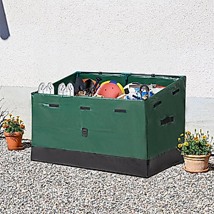 VINGLI 130 Gallon Outdoor Deck Box, Waterproof Storage Box with Sloping Top, Portable Outdoor Container for Patio Furniture Cushions, Garden Tools, Pool Supplies, Green