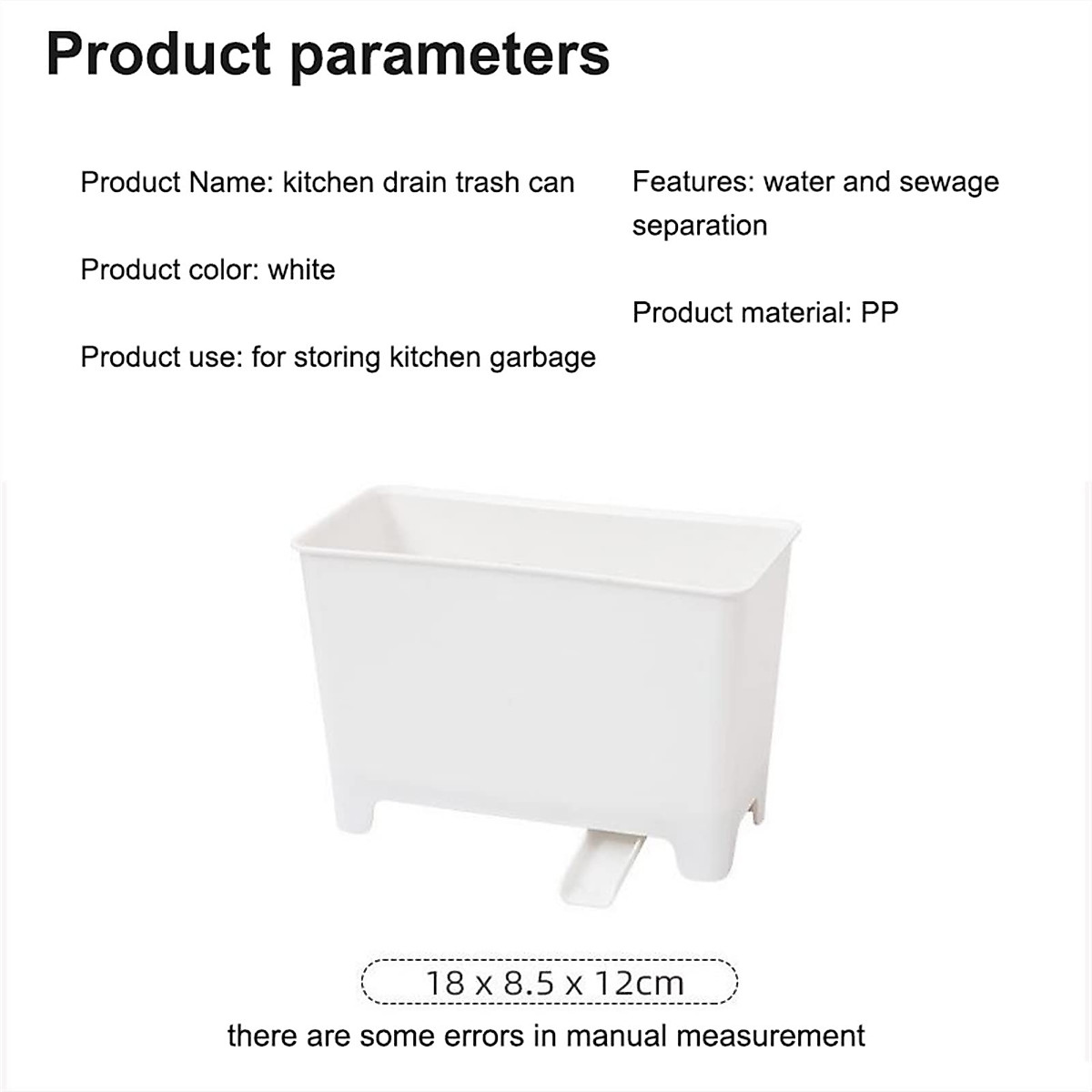 HASMI Garbage bin Kitchen Drain Trash Can Kitchen Waste Bin Countertop Garbage Cans Recycle Rubbish Bin Dry Wet Separation Storage Bucket Trash Can