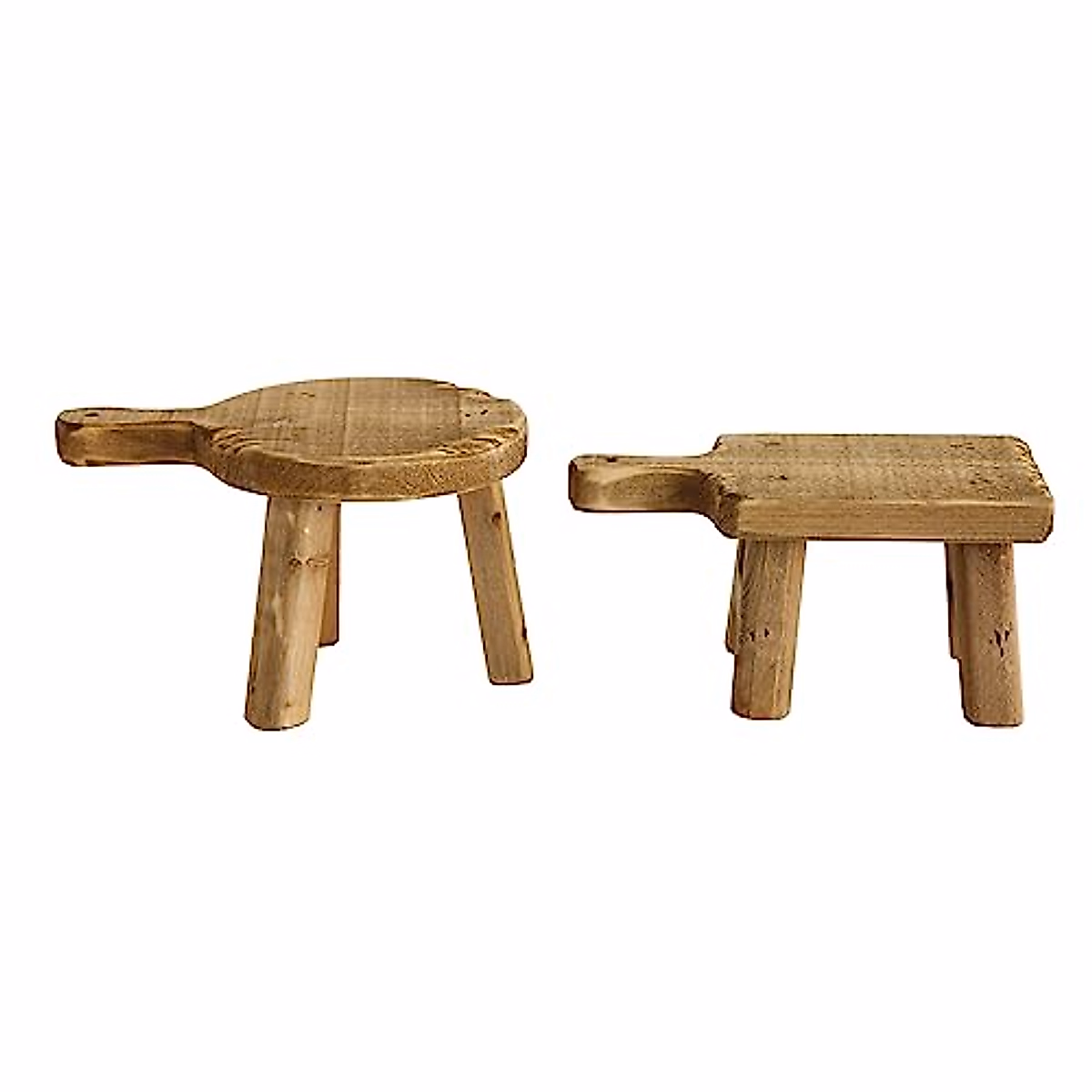 Creative Co-Op Rectangle Wood Pedestal with Handle, Small, Brown