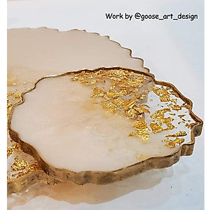 ResinWorld Silicone Resin Molds, 1 Pcs 10 inches Large Resin Tray Mold + 4 Pack 5 inches Geode Agate Coaster Molds, Geode Tray Molds, Tray and Coaster Geode Epoxy Molds Set 5 Pack