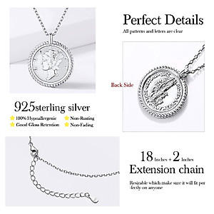 Mercury Dime Coin Pendant Necklace, 925 Sterling Silver Vintage American Coin Round Medallion Pendant with 18" Chain Necklace Mothers Day Jewelry Gifts for Moms