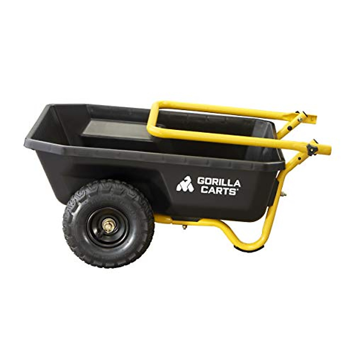 Gorilla Carts GCR-4 4 Cu. Ft, 300-pound Capacity, Poly Yard Cart, Black/Yellow