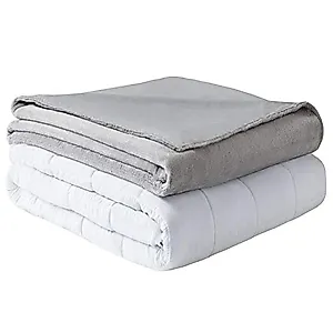 MP2 Glacier 20 lb Weighted Blanket with Cover with Nano-Ceramic Beads | Reversible Cooling & Warm Cover for Hot and Cold Sleepers, 60x80 Inches, Grey