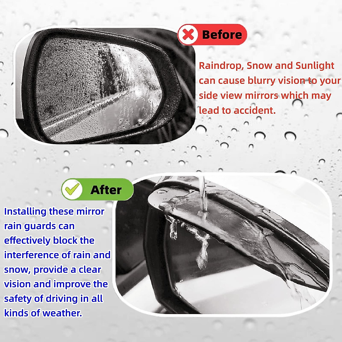 2 Pcs Mirror Rain Visor Eyebrow 2 Pcs Car Waterproof Film Anti Rain Mirror Film，Waterproof Auto Mirror Rain Visor Guard for Most Car Truck SUV