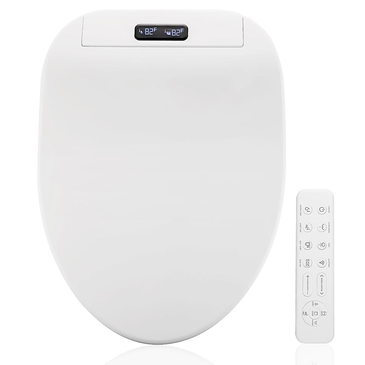 GenieBidet Electric Heated Smart Bidet. Unlimited Warm Water-Self Cleaning-Heated Seat-Elongated-Wireless Remote Control-Convenient Nightlight-Oscillating Wash. USA Customer Support/Service. (EB4000e)