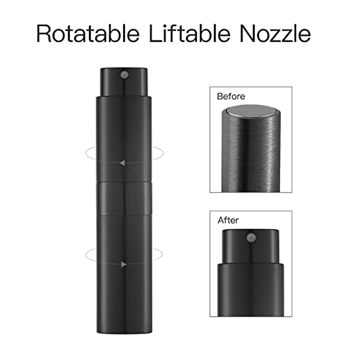 LISAPACK 8ML Brushed Atomizer Perfume Spray Bottle for Travel, Empty Refillable Cologne Dispenser, Portable Sprayer (Black)