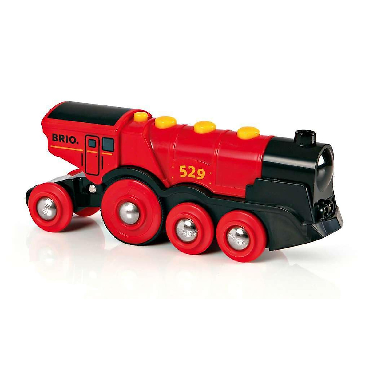 BRIO World 33592 Mighty Red Action Locomotive - Battery Operated Toy Train with Light, Sound Effects | Ideal for Kids Age 3 Compatible with All Tracks and Vehicles