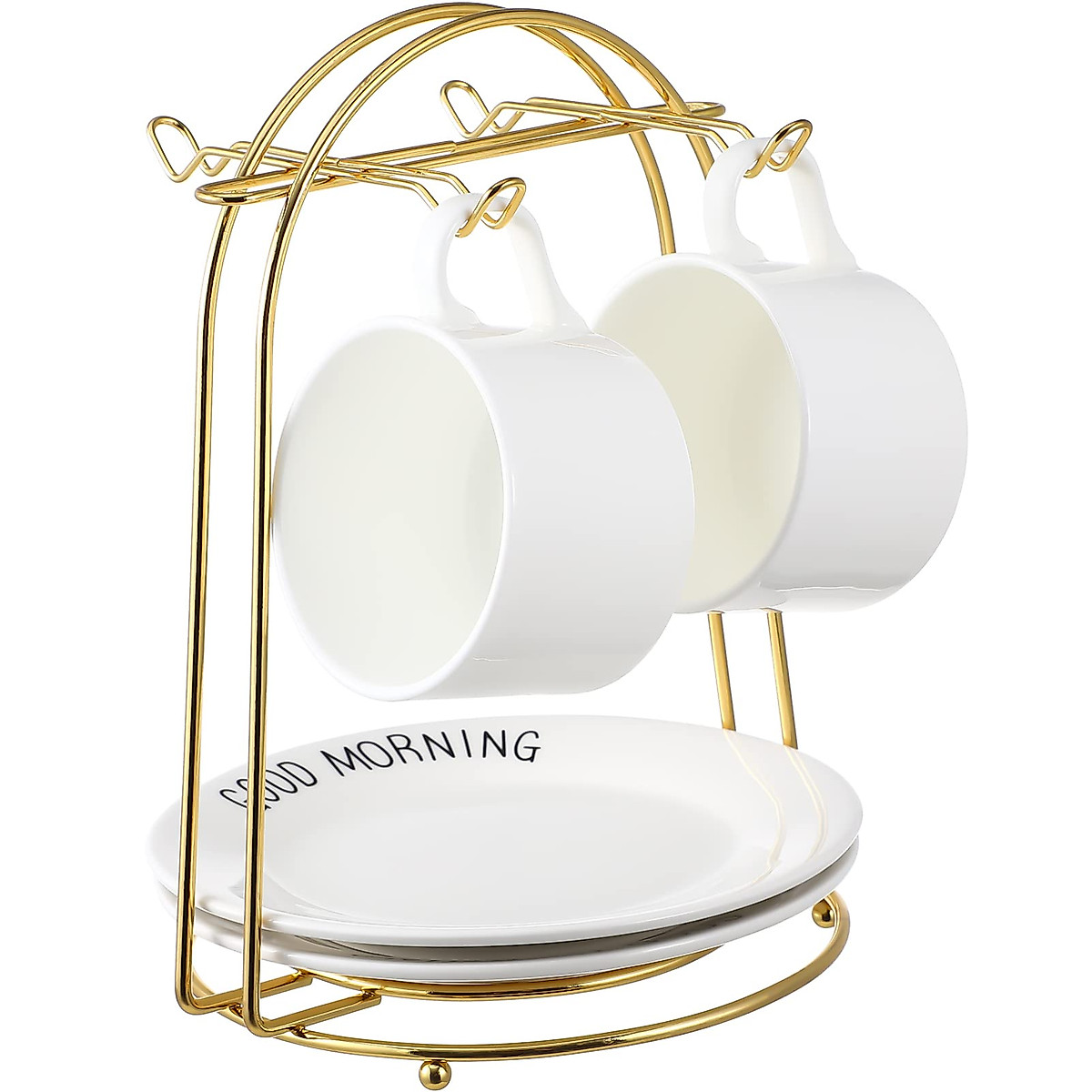 Toddmomy Iron Coffee Cup Holder Rack, Gold (8.25X6.68X5.89in), Storage for Home Kitchen Desktop