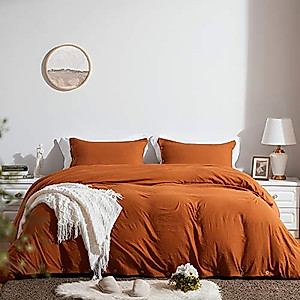 SunStyle Home Twin Size Duvet Cover Set with Buttons Closure Umber, 2 Pieces Solid Color Ultra Soft Skin-Friendly Comforter Cover Set (1 Duvet Cover +1 Pillowcase)