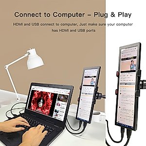 LESOWN 8.8 inch Wide Touch Screen Monitor LCD Display, 480x1920 LCD Monitor bar LCD Display Ultra Wide Screen Monitor for Windows Rpi4