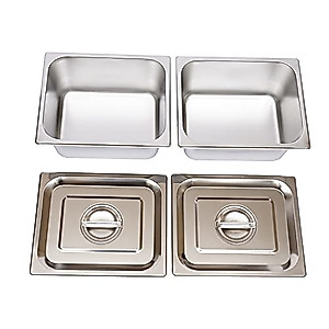 Commercial Food Warmer 2-Pan Grade Stainless Steel, Steam Table, Electric Food Warmer with Lid, Buffet Food Warmer Steam Table for Catering Restaurants