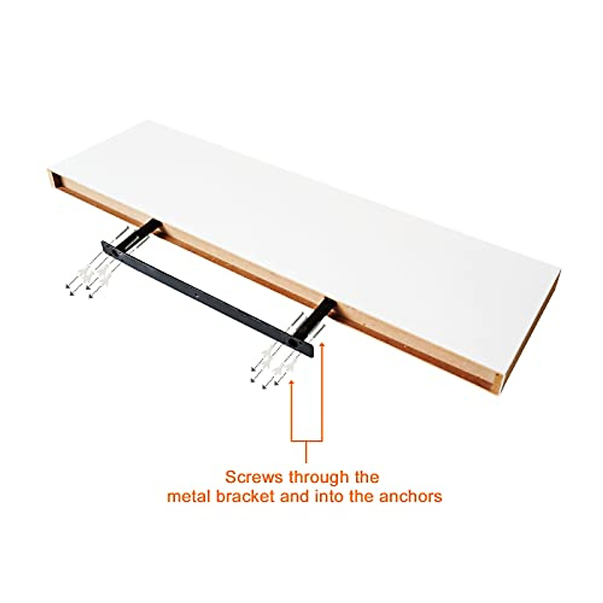 Floating Wall Shelf Set of 2, Wood Wall Decor Storage Shelf, Wall Mount Display Rack for Bedroom, Living Room, Bathroom, Kitchen, Office