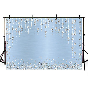 SENDY 7x5ft Light Blue Diamonds Party Backdrop for Photography Birthday Party Decorations Wedding Bridal Shower Engagement Ceremony Banner Glitter Shiny Diamonds Background Photo Booth Studio Props