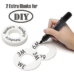 Baby Closet Dividers - Set of 10 from Newborn to Toddler and 2 Blanks with Colored Box,Baby Size Divider Fits 1.65" Rod- [White Unisex]