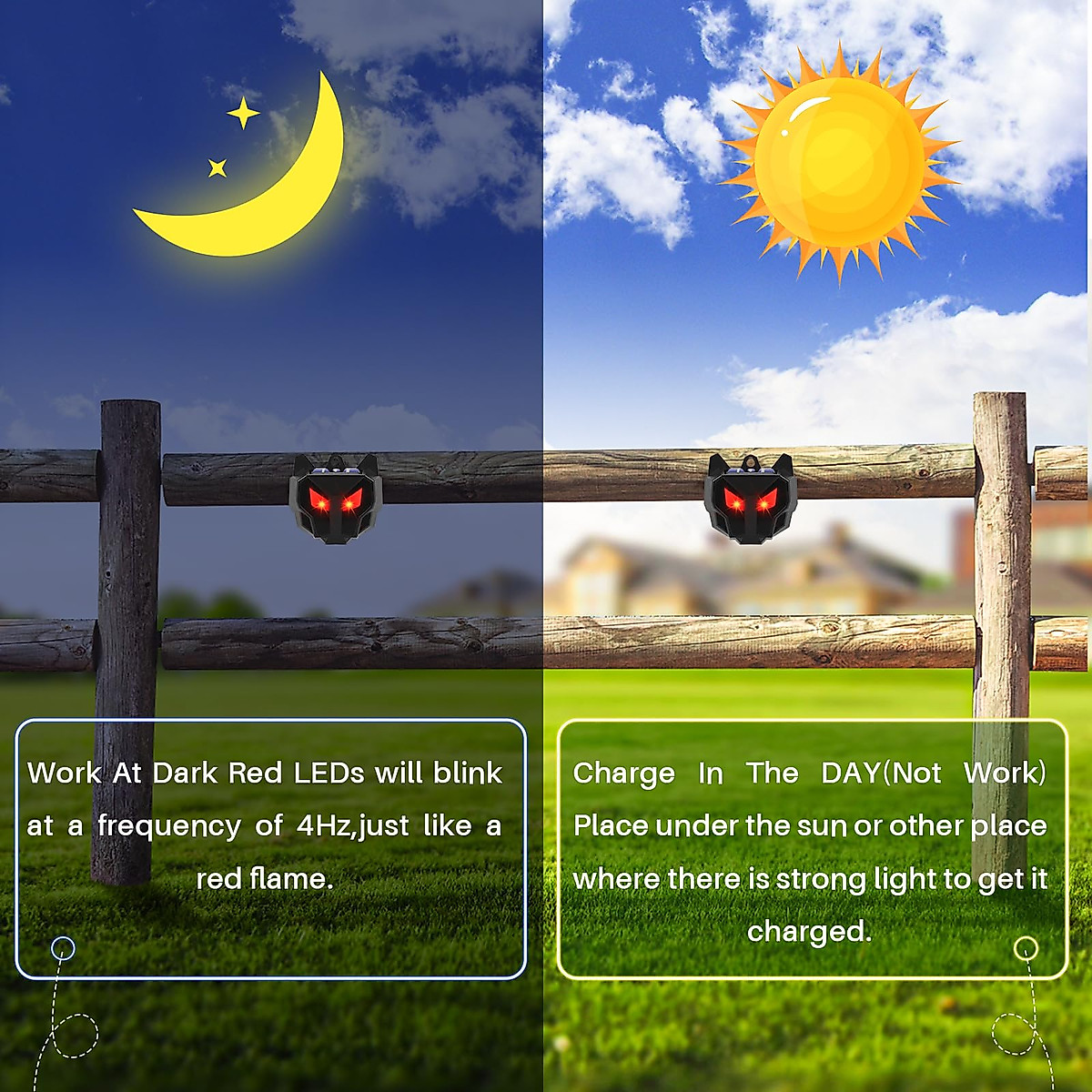 8 Packs Upgraded Solar Animal Repeller Coyote Deterrent with Flashing Lights Deer Repellent Devices Predator Eyes for Raccoon Fox Skunk Predator Lights for Chicken Coop Yard Farm Predator Protection