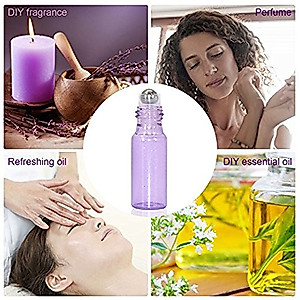 Mavogel Essential Oil Roller Bottles - 24 Pack 5ml Pearl Colored Glass Roller Bottles with Stainless Steel Roller Balls, Essential Oil key Opener and Droppers Included