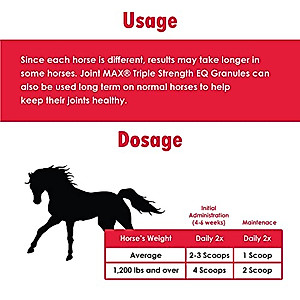 Joint MAX Triple Strength EQ GRANULES for Horses - Support Joint Health - Glucosamine, Chondroitin - Vitamins, Minerals, Omega 3 Fatty Acids, Antioxidants - 180 Doses