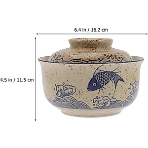 OIDESA Big Ramen Bowl Japanese Noodle Bowls with Lid Large Ceramic Bowl with Lid and for Soup Rice Noodle and Porridge Microwave Oven Safety 6. 5inch