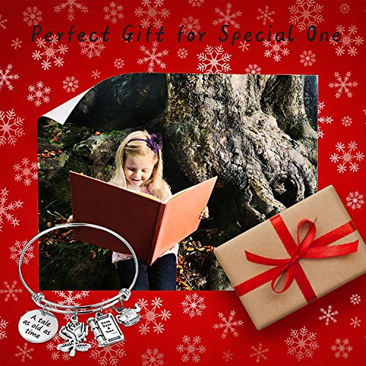 WENATA Inspirational Gift A Tale As Old As Time Beauty And The Beast Belle Bracelet Disney Jewelry Princess Bracelet Wedding Gift for Her (Tale as old BR)