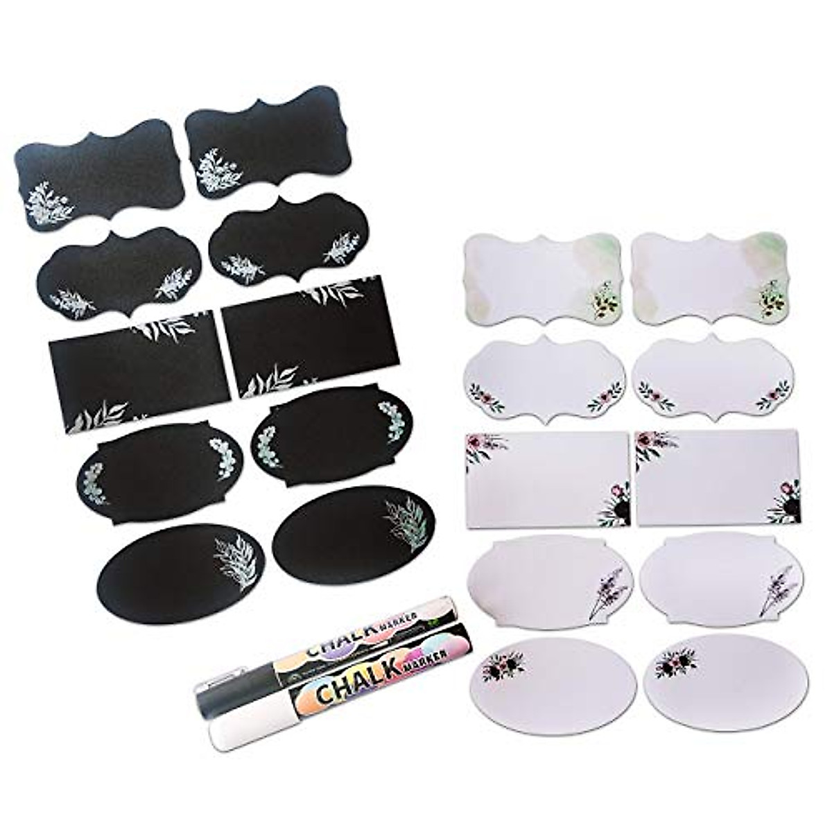 Inspired Designs Floral Chalkboard Label Stickers with 2 Chalk Pens - 120 Pcs Multi-Purpose Chalk Sticker Labels for Storage Bins, Spice Jars - 3.5”x2” Reusable Waterproof Pantry Labels for Organizing