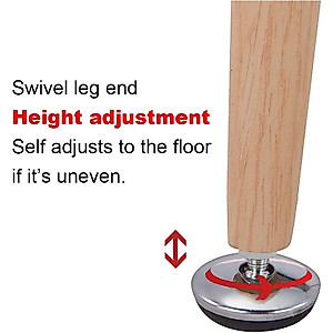 NIERN Round Dining Table with Beech Wood Legs, Modern Wooden Kitchen Table for Dining Room Kitchen (White)