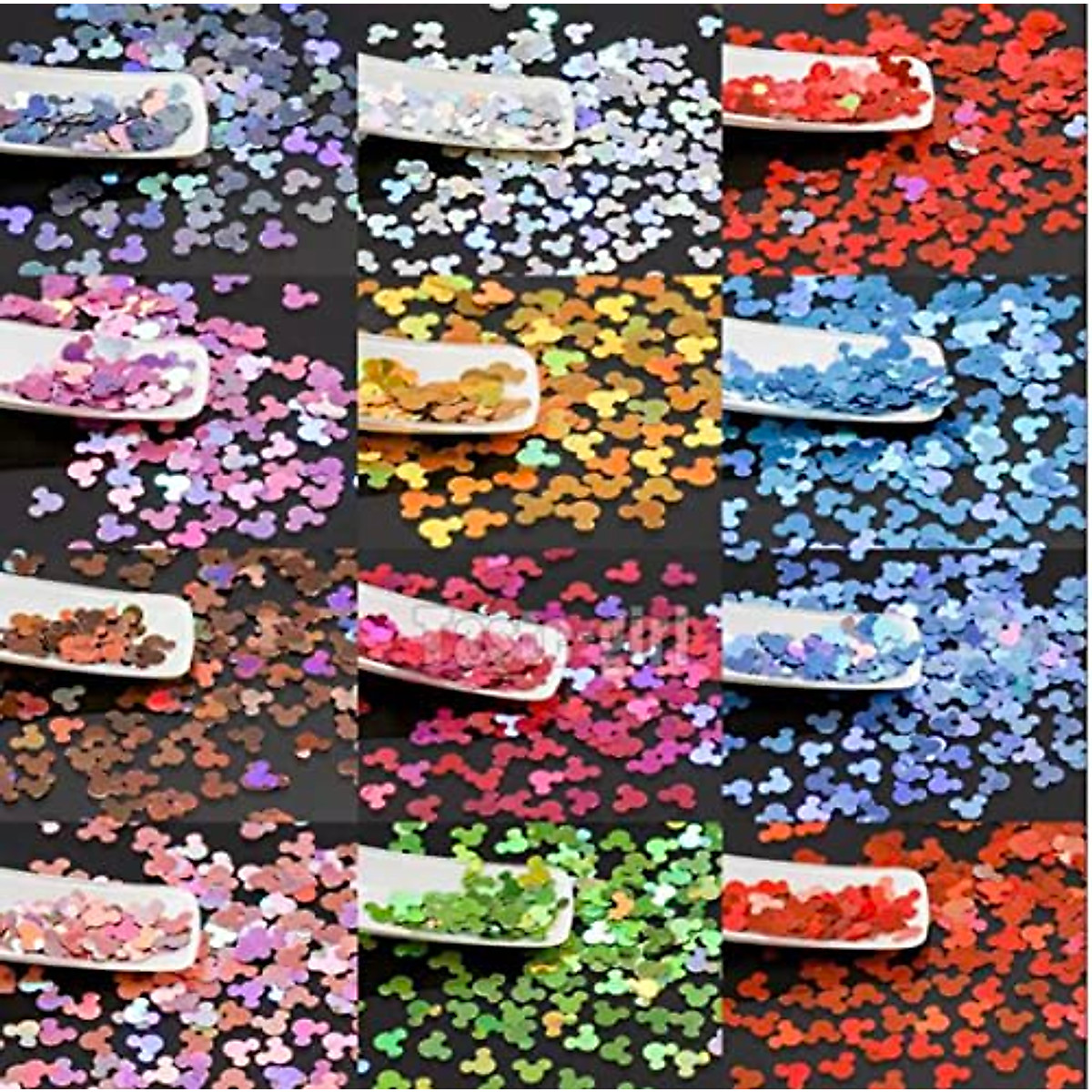 12 Grid Nail Set Cartoon Shape Mixed Glitter Flakes 3D Sequin Glitter Decoration