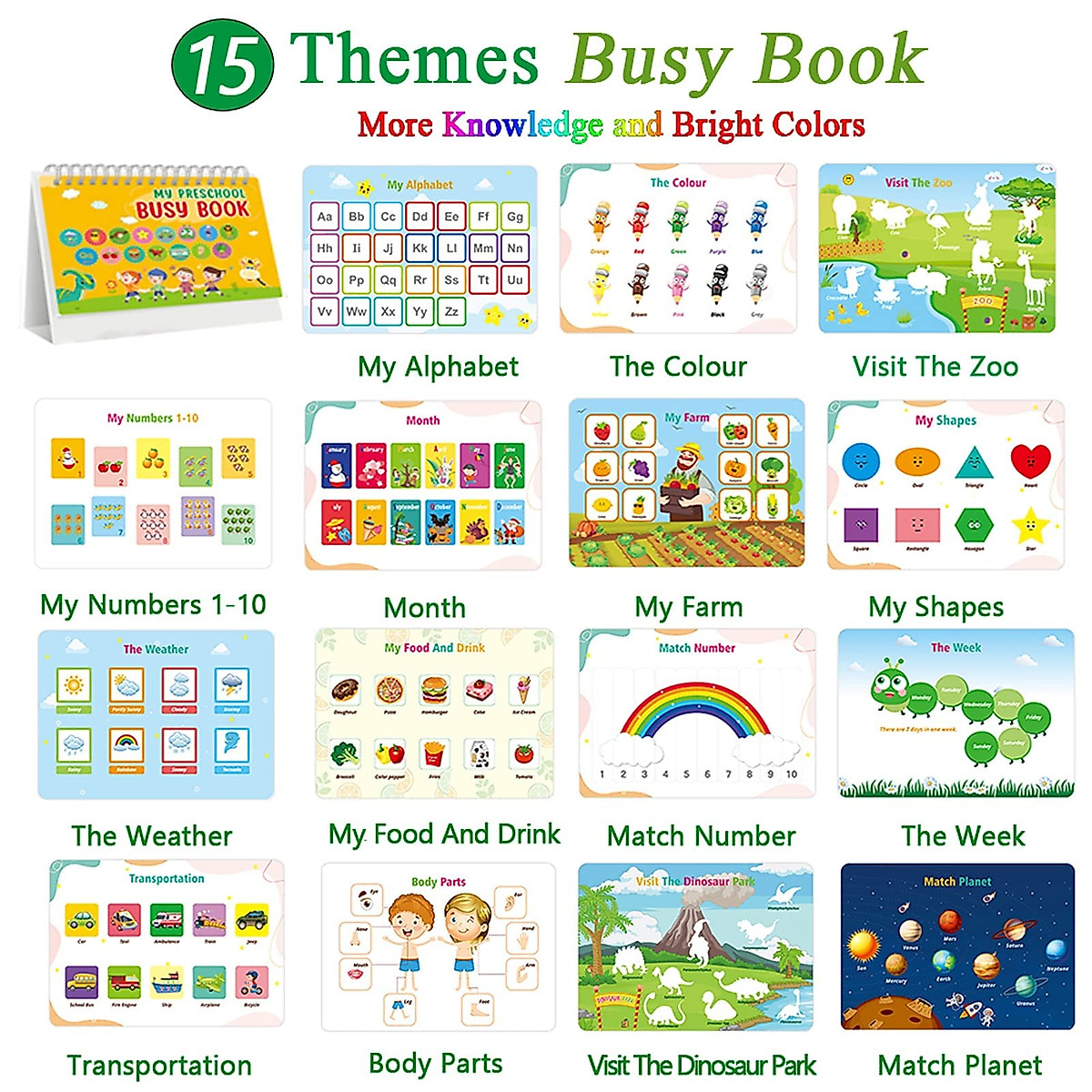 UOMNICUE Montessori Busy Book, 30 Themes Preschool Busy Book for Toddlers 3-6 Year Old, Preschool Learning Activity Book Quiet Book, Preschool Learning Materials for Autism Sensory & Kindergarten