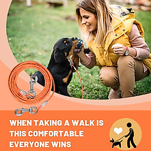 HaiYUAN Dog Tie Out Cable 10/15/20/30FT Dog Run Cable Orange/Grey Tie Out Cable for Dogs with Reflects Light Dog Cable for Large Dogs Heavy Duty for Outside Hold Large Dogs Up to 100LBS