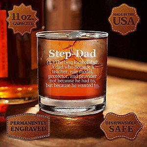shop4ever® Step-Dad Definition Engraved Whiskey Glass Father's Day Gift for Stepdad 11 oz.