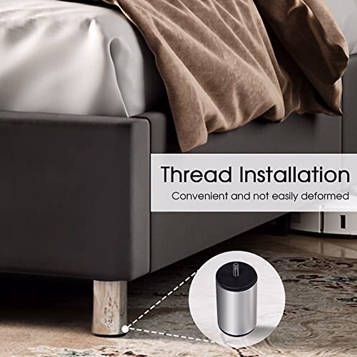 PaPaJet Tufted Upholstered Platform Bed Frame King Size Velvet Low Profile Platform Beds Raised Wingback Headboard with Strong Wooden Slats/Mattress Foundation/Easy Assembly, Dark Grey