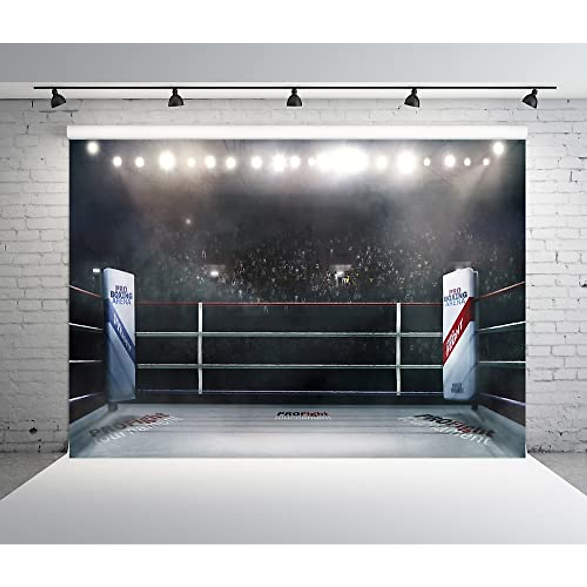 BELECO 7x5ft Fabric Boxing Ring Backdrop Blurred Spectator and Stadium Light MMA Arena Photography Backdrop for Birthday Party Decorations UFC Supplies Baby Shower Photo Background Photo Booth Props