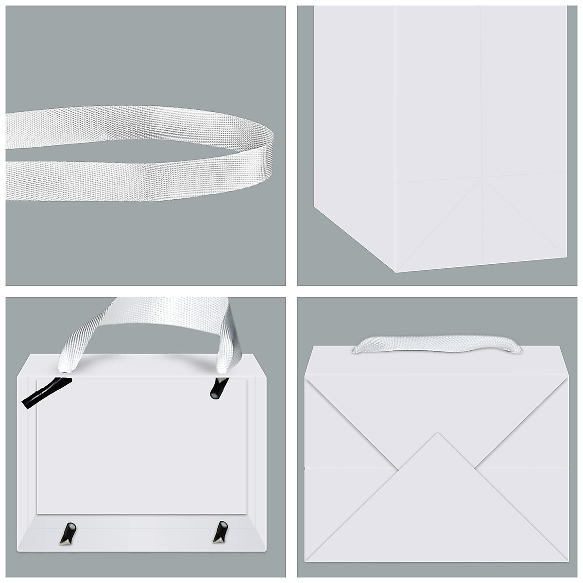 HUAPRINT White Gift Bags,12 Pack Small White Paper Bags with Handles Bulk-4x2.75x4.5 inch,Mini Party Favors Bags for Presents,Birthday,Weddings,Baby Showers