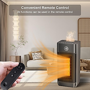 Uthfy Space Heater for Indoor Use, 1500W Portable Electric Heater with Humidifier for Large Room, Ceramic Heater with Wheels, Thermostat, Remote, 12H Timer, Overheat&Tip-Over Protection for Bedroom