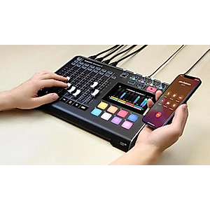 TASCAM Mixcast 4 Podcast Streaming Mixer, Recorder, and USB Audio Interface — Four XLR/TRS Mic Inputs, Touch Screen and Editing Software Included