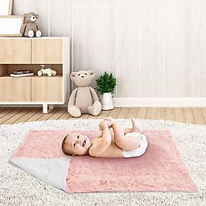 Sweet Jojo Designs Pink Floral Rose Baby Girl Blanket Receiving Security Swaddle for Newborn or Toddler Nursery Car Seat Stroller Soft Minky - Solid Light Blush Flower Elegant Boho Shabby Chic Luxury